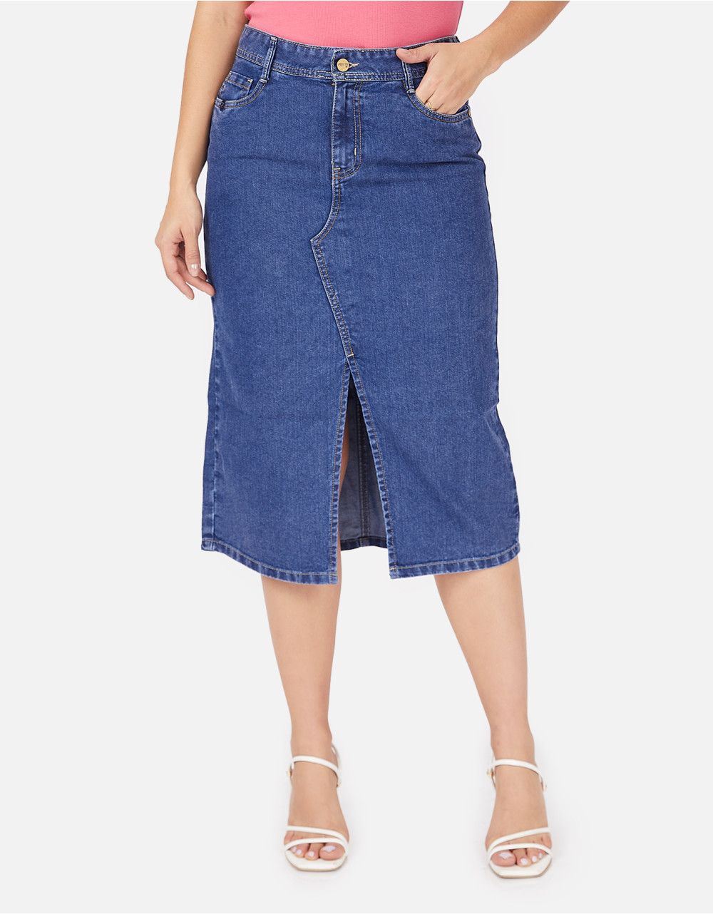 Falda mujer azul acalia tiro alto Pieers